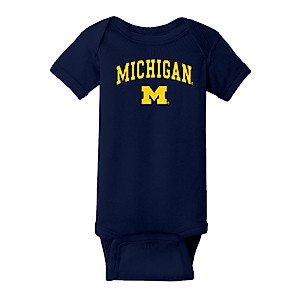 UGP Campus Apparel YC03 - Michigan Wolverines Arch Logo Creeper Infant Creeper Bodysuit - 6 Month - Navy
