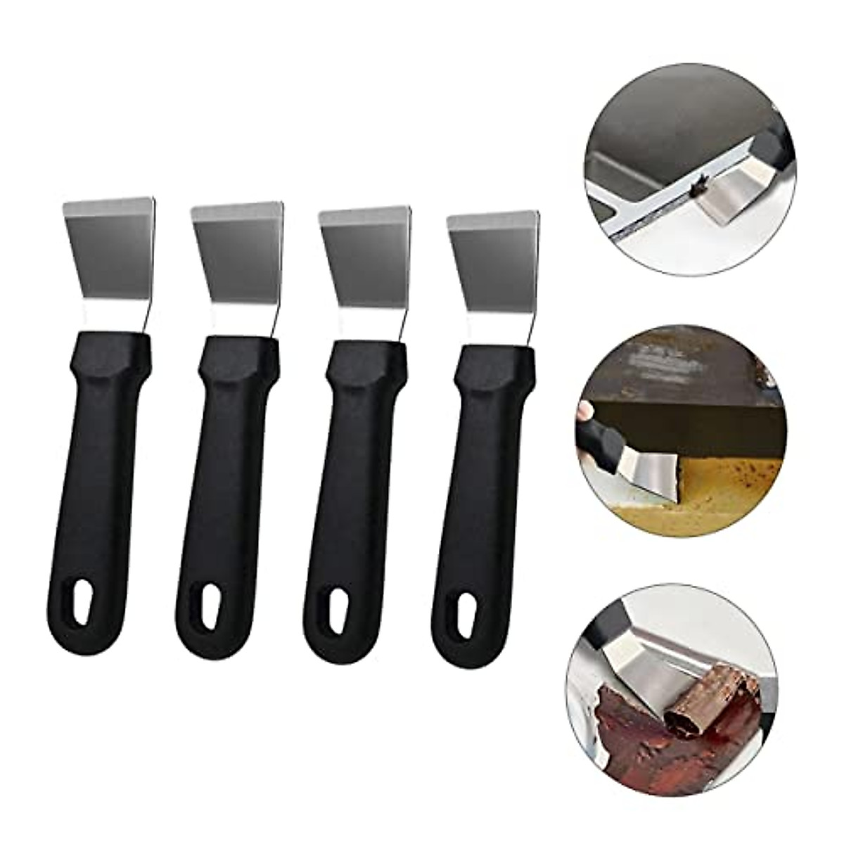 PRETYZOOM 4pcs Cleaning Blade Tools Razor Floor Scraper Tile Floor Scrapers Glue Tile Adhesive Removal Paint Squeegee Jar Opener Tool Floor Tile Cleaning Scraper Cement Stainless Steel Black