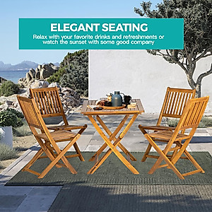 Panana 5PCS Acacia Wood Outdoor Dining Set Folding Table with 4 Chairs Patio Garden Furniture Set for Patio, Deck, Yard