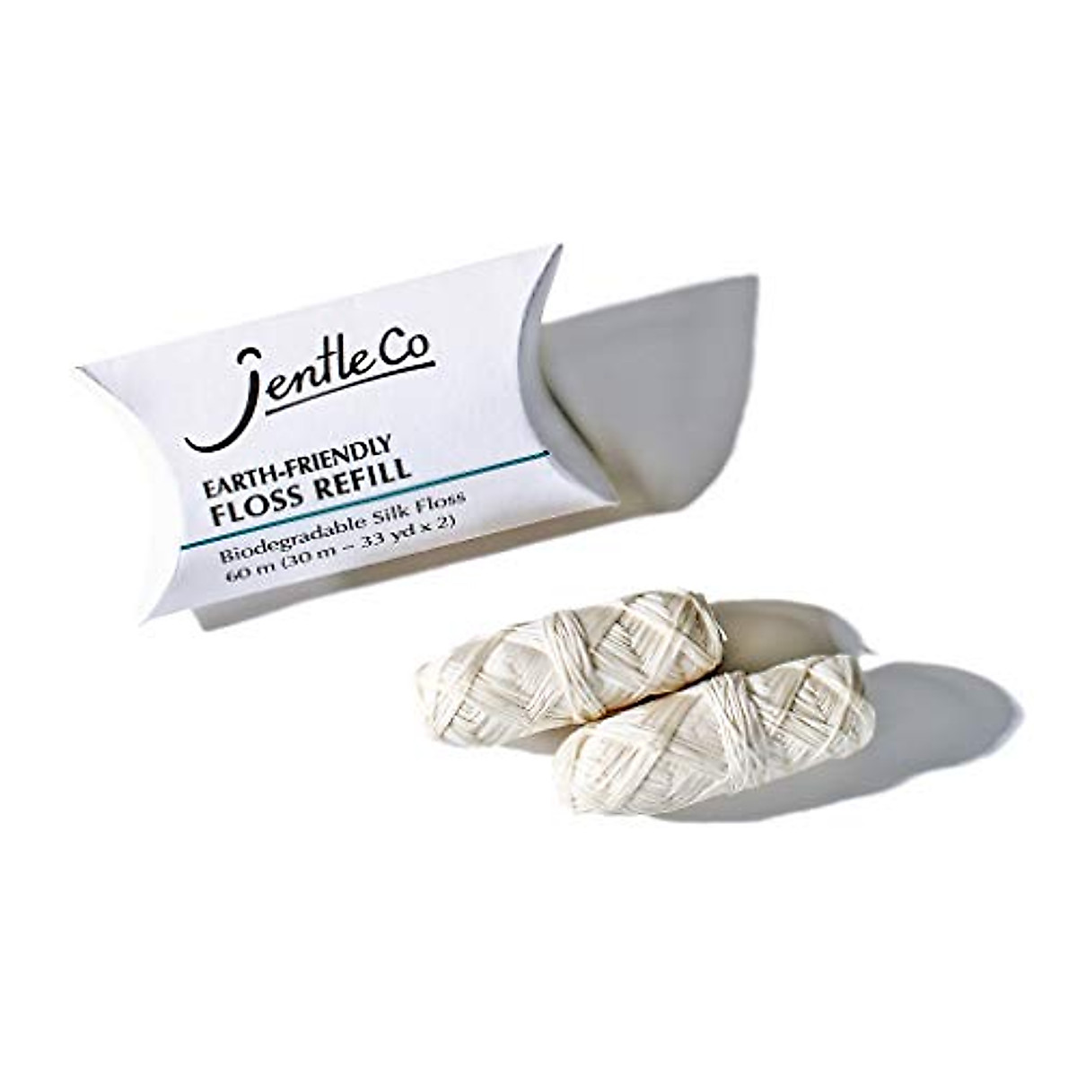 JentleCo Biodegradable Silk Floss Refill - Earth Friendly, Unflavored, Plastic-Free, Zero-Waste, for Refillable Floss Dispenser, 66 yd (30 m / 33 yd x 2 Spools)