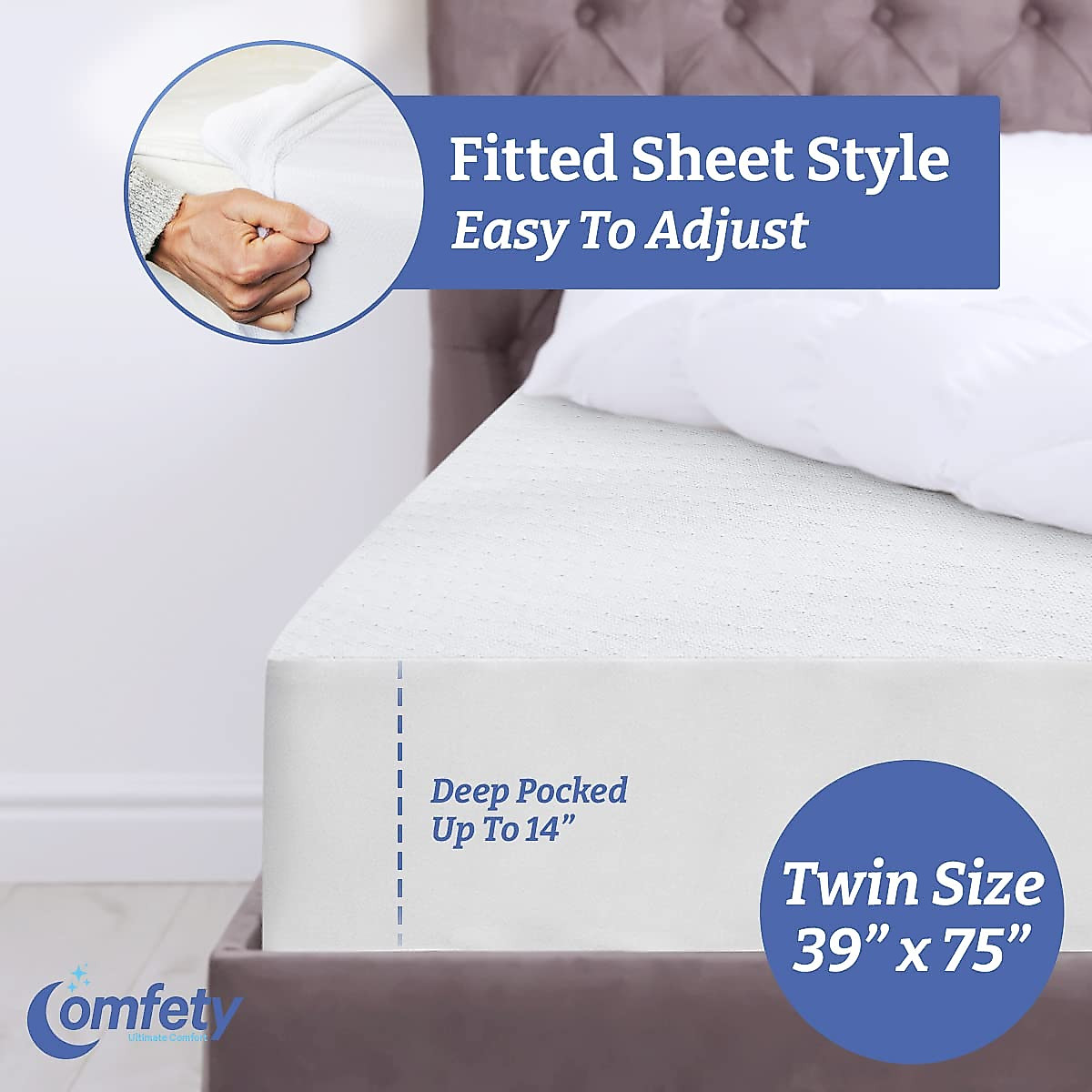 Comfety Twin Size Waterproof Mattress Protector - Cooling, Hypoallergenic, Breathable, Washable, Noiseless, 100% Viscose Bamboo