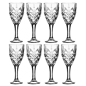 Royalty Art Wine Glasses Goblet Glassware Set of 8, 10oz, Tumbler Glasses, Decorative Chalice Kinsley Design for Beer, Liquor, Wine, Water, and Beverages, Party and Event Serving…