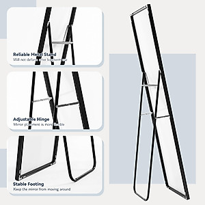 LFT HUIMEI2Y Full Length Mirror, 63"x18" Black Full Body Tempered Mirror with Aluminum Frame, Standing Hanging and Against The Wall, for Bedroom, Living Room, Dressing
