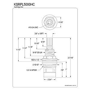 Kingston Brass KSRPL5000HC Ceramic Disc Cartridge, Raw