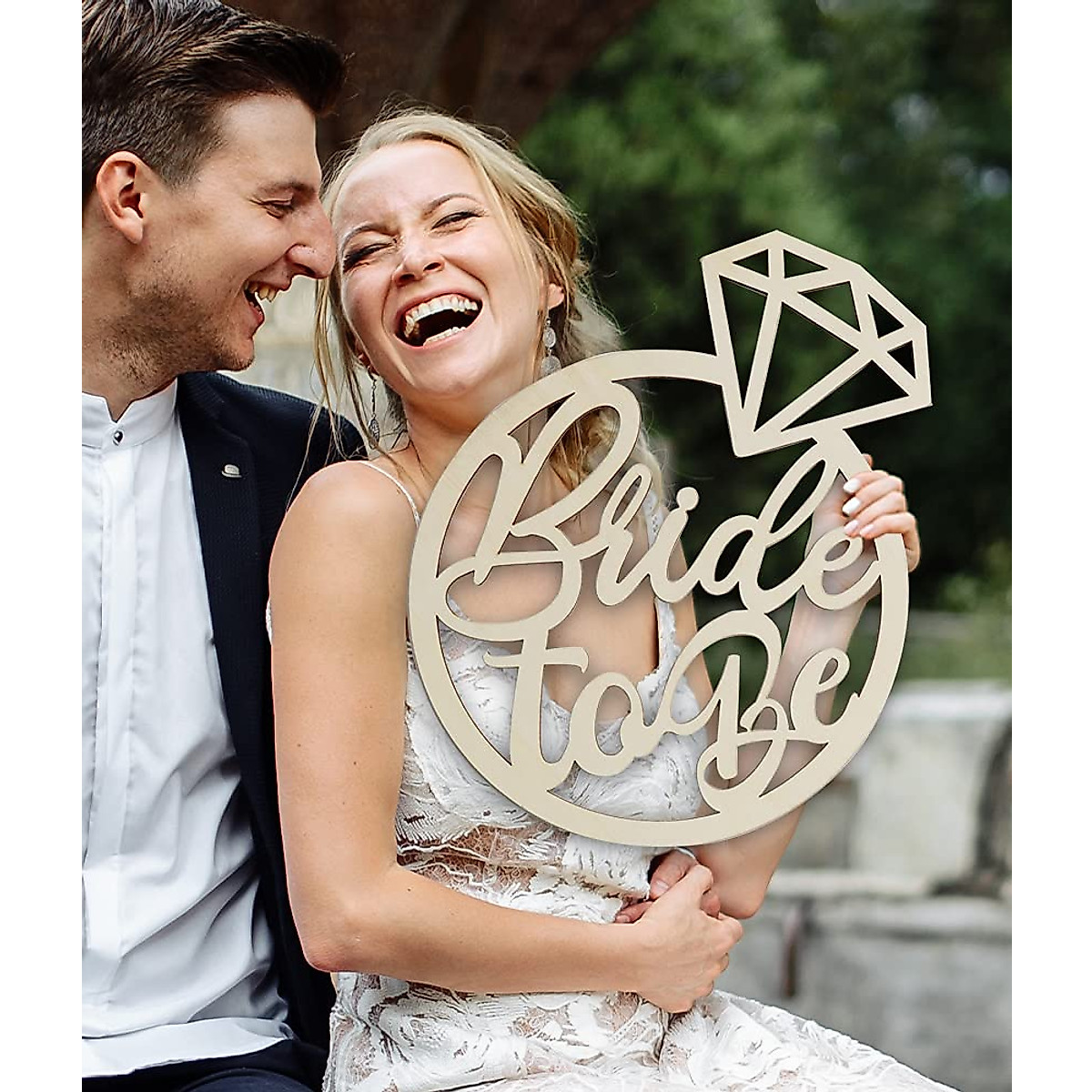 Large Bride To Be Diamond Wooden Sign 15.74'' x 12.99'' Wedding Party Photo Booth Props Bride To Be Sign for Bridal Shower Decorations Front Door Hanger Decor for Bachelorette Wedding Party Supplies