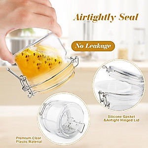 3 Pack 220ml/7.4oz Plastic Storage Jars Clear Bottles Wide Mouth Canning Jar Multi-Purpose Container with Lids&Inner Liners for Kitchen Home