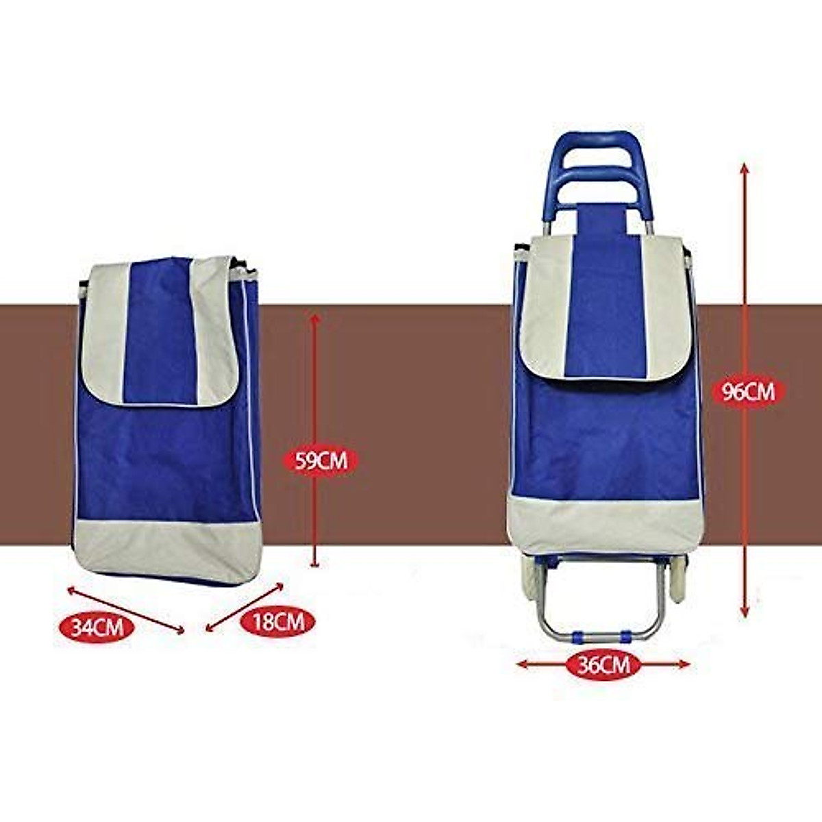 Shopping Trolley on Wheels Multi Function Shopping Cart Lightweight Climbing Stairs Foldable Small Pull Cart 2 Wheels Home Waterproof Bag Storage Hand Trucks,Blue ,
