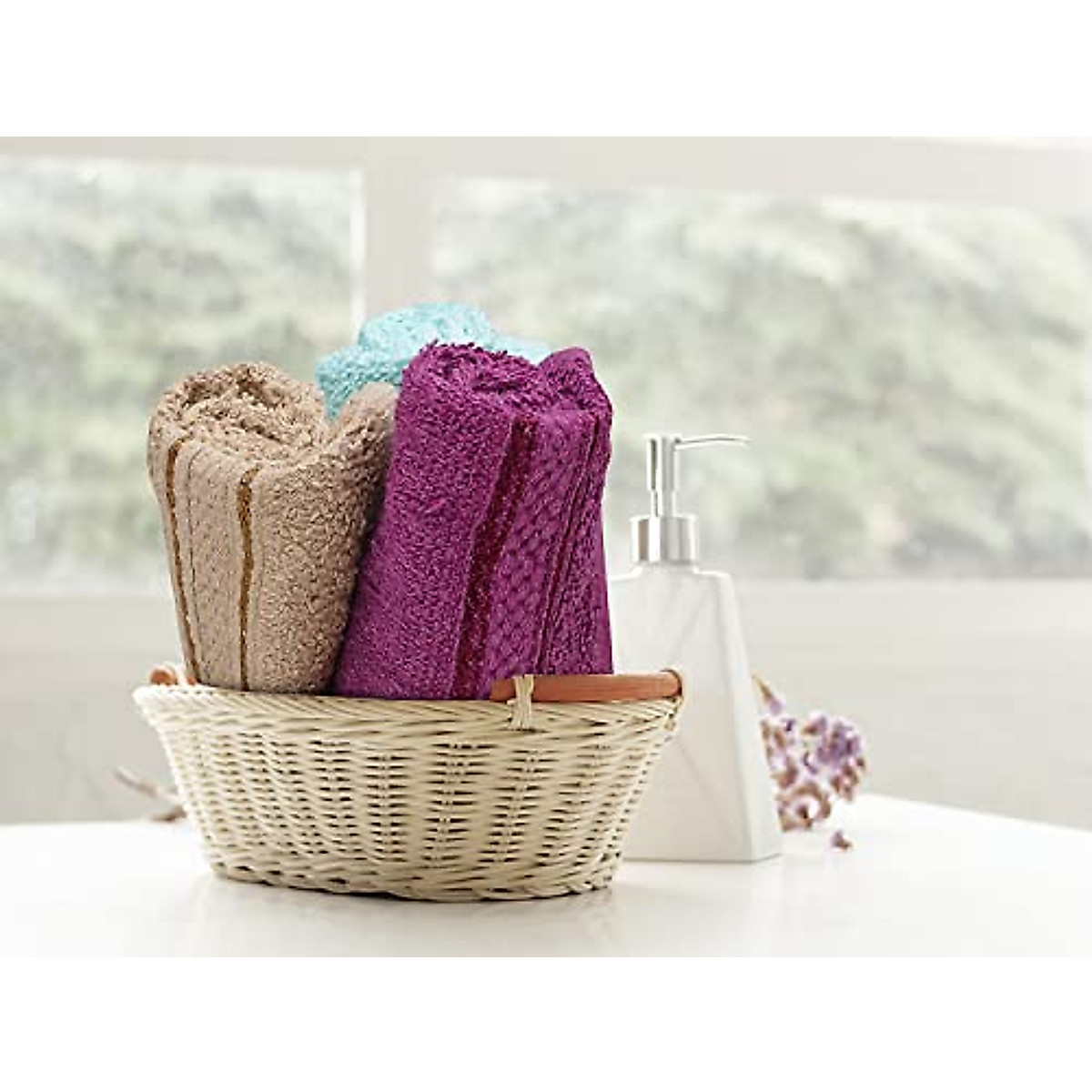 TOALLA 100% Cotton Washcloths 24 Pack|Soft Washcloth for Face|Washcloth Bulk Pack|Washcloth for Body and Face|Highly Absorbent|Fingertip Towel|Washcloth for Bath Room|12 x 12 in|Assorted