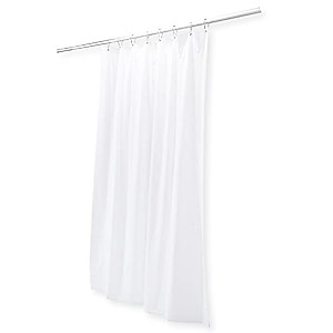 Grab Bar Specialists Heavy Weighted Shower Curtain - for Walk-in Shower Threshold / Use with Collapsible Dam for Water Barrier / 3-Ply Textured Vinyl / White / 48" x 72"