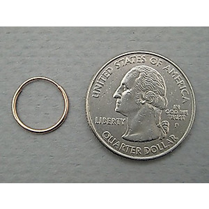 Tiny 14K Gold Thin Continuous Endless Hoop Earrings (1mm Tube) (12mm - Rose Gold)