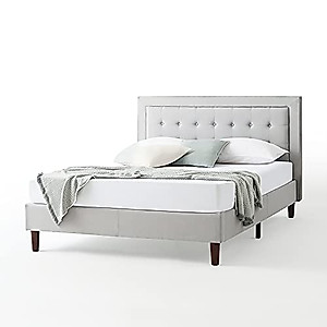 Zinus Dachelle Upholstered Platform Bed Frame / Mattress Foundation / Wood Slat Support / No Box Spring Needed / Easy Assembly, Queen