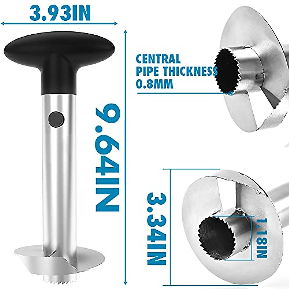 Pineapple Corer and Slicer Tool, Pineapple Cutter Stainless Steel Fruit Peeler Corer Slicer Cutter with Sharp Blade Pineapple Eye Peeler for Home and Kitchen