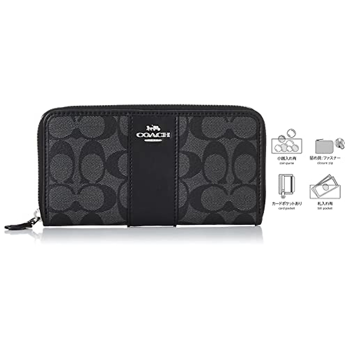 COACH(コーチ) Women PVC coated canvas Wallet, Sv/BlackSmokeBlack, One Size