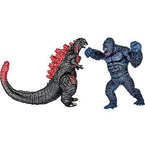 TwCare Exclusive Set of 6 Godzilla vs Kong Toys Movable Joint Action Figures, King of The Monster Dinosaur Shin Ghidorah Skull Crawler Mecha Mechagodzilla Cake Toppers Pack