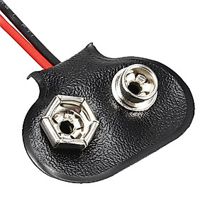 uxcell 3pcs DC 9V Battery Clip T-Type Buckle Connector Faux Leather Housing Lead Wire 12cm Long