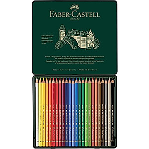 Faber-Castell 24 Piece Polychromous Colored Pencil Set in Metal Tin