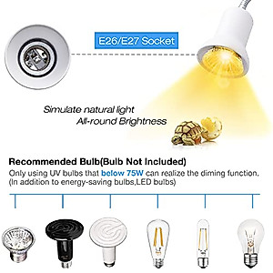 Turtle Heat Lamps,Small Heat Lamp for Turtle Tank,Turtle Light with 10mm Thick Gooseneck,360° Rotatable Heat Lamp with Clamp,Reptile Light for Bearded Dragon/Turtle/Lizard,1PC (No Bulb)