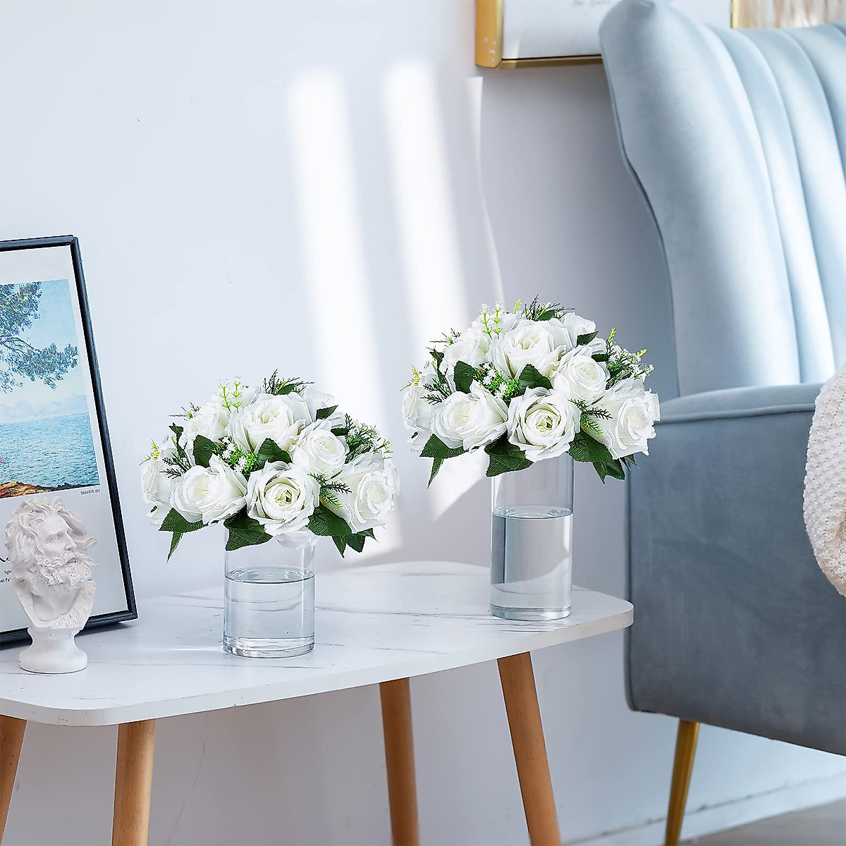 Sziqiqi Pack of 10 Fake Flower, Silk Rose Flowers, Suit for Wedding/Party Centerpiece Road Lead Flower Rack Decorations, 10 Pieces