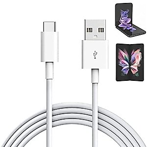 Replacement USB C Charger Cable Cord for Samsung Galaxy Z Flip 4 5G, Flip 3, flip 2, Samsung Galaxy Z Fold 4, Fold 3, Fold 2 Wires for Samsung flip Phone Type-c Fast Charging Cord Power (5ft White)