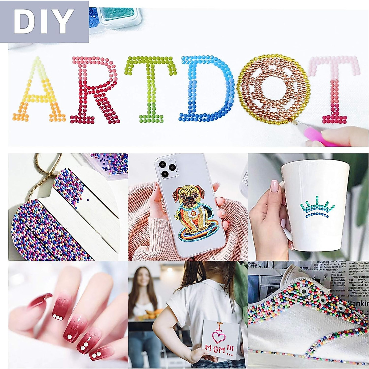 ARTDOT Beads for Diamond Painting Accessories, 89000 Pieces 445 Colors Round Beads Sparkle Rhinestones for Nails Diamond Art Crafts (200 pcs per Bag)