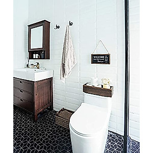 Mkono Bathroom Signs Decor Wall Hanging Farmhouse Wooden Sign with Sayings & Bathroom Box Decor Toilet Paper Basket with Yellow Mason Jar