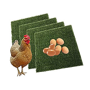 KuGuo Soft Plastic Fake Lawn Chicken Nesting Boxes Pads Chicken Bedding 12 x 12 inches (Soft Short Grass)