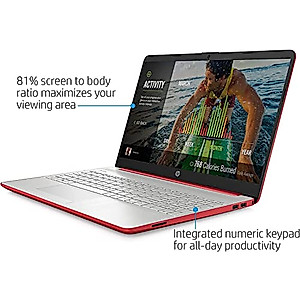 HP Laptop, 15.6" HD Display, Intel Pentium Silver N5030 4 Cores Processor, 16GB DDR4 RAM, 1TB SSD, SD Card Reader, 1-Year Office365 Subscription, HDMI, Wi-Fi, RJ-45, USB-C, Windows OS, Red, JVQ MP