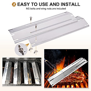 Criditpid Universal Stainless Steel Heat Plate Shield, Heat Tent, Flavorizer Bar, Burner Cover, Flame Tamer Replacement Parts for Charbroil, Brinkmann, Nexgrill Grill, Extends from 11.75" up to 21" L