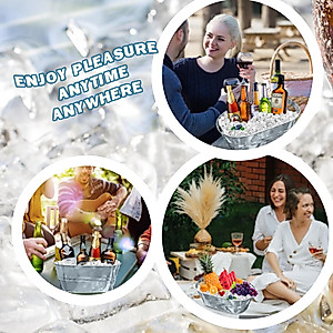 4PCS 3 Gallon Galvanized Tub with Carry Beer Drink Storage Cooler Metal Beverage Ice Tub Galvanized Ice Buckets for Party