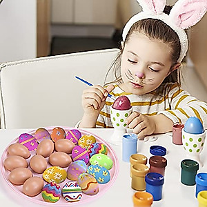 HANSGO Deviled Egg Platter, Pink Deviled Egg Containers with Lid Plastic Deviled Egg Keeper Platter Carrier for Holiday Season Table Party, 22 Egg Slots