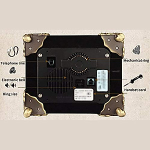DSDD Retro Phone,Antique Style Telephone with Wood and Metal Body, Functional Rotary dial and Socket Red Telephone,Office,Hotel