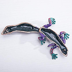 YU FENG Purple Lizard Jewelry Trinket Boxes Hinged Animal Figurines Collectibles