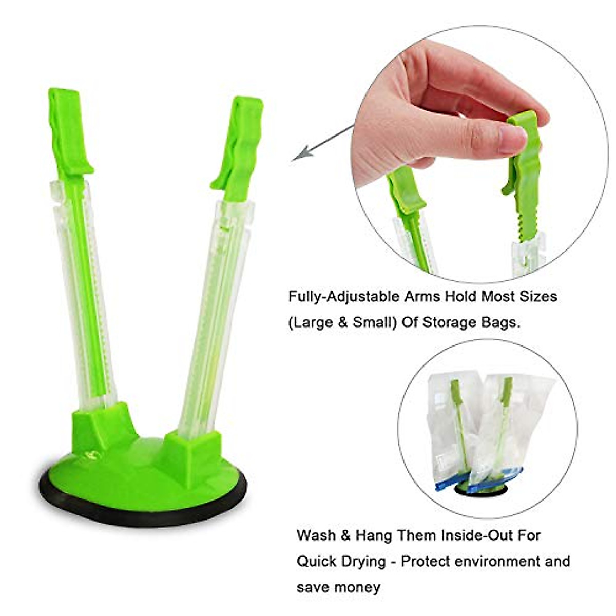 Hestier Baggy Rack For Ziplock Bag Holder Stand Adjustable/Hands Free Clip Food Storage Bag Holder For Ziplock Bag Stands / 3 Pack/3pcs