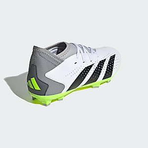 adidas Predator Accuracy.3 Firm Ground Sneaker, White/Core Black/Lucid Lemon, 1 US Unisex Little Kid