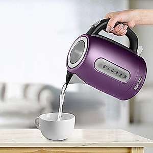 Sencor SWK1773VT 1.7L Stainless Steel 1500w Fast Boil Electric Tea Kettle & Pour Over Coffee Kettle with Lid Safety Lock, Violet