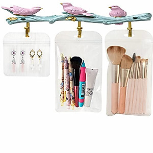 100 Pack Clear Durable Plastic Resealable Zipper Baggies -Stripe Smell Proof Baggies Sealing Small Business for Jewelry, Necklaces, Earrings, Bookmark Storage (4x7.3 inch)