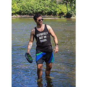 Ann Arbor T-shirt Co. Definitely Not on Drugs | Funny Party, Rave, Festival Club Humor Unisex Tank Top-(Tank, 2XL) Black