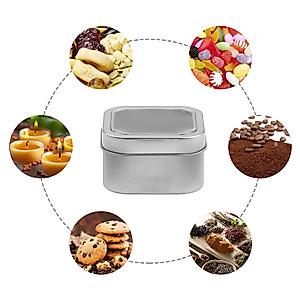Square Metal Tins with Window Lids,15-Pack Empty Square Silver Tins for Candle Making, Candies, Gifts & Treasures (8 OZ)