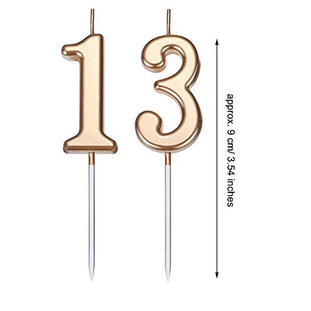 13th Birthday Candles Cake Number Candles Happy Birthday Cake Candles Topper Decoration for Birthday Wedding Anniversary Celebration Favor, Champagne Gold