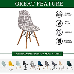 CRFATOP Printed Mid Century Modern Dining Chair Slipcovers Stretch Shell Chair Cover Lounge Armless Chair Cover for Kitchen, Office, Dining Room and Living Room, Set of 2,03