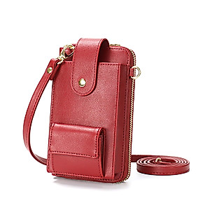 Cebostin Small Phone Purse Crossbody for Women, Mini Shoulder Bag Cell Phone Wallet and Handbags with 12 Credit Card Slots (Khaki)