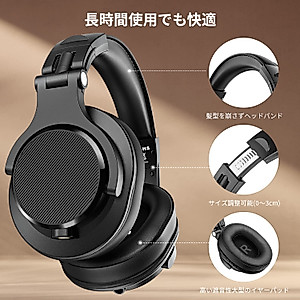 bopmen Over Ear Headphones - Wired Studio Headphones with Shareport, Foldable Headsets with Stereo Bass Sound for Monitoring Recording Keyboard Guitar Amp DJ Cellphone, Black