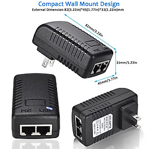 Bawofu 48V 24W 0.5A PoE Power Adapter Supply Injector Ethernet with US Wall Plug, IEEE 802.3af Compliant, 10/100Mbps, for IP Voip Phones Cameras PoE Devices, 2Pack