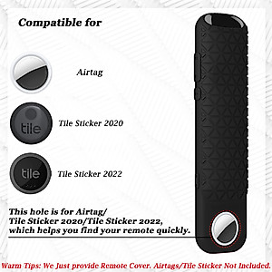 Seltureone 2 in 1 Remote Cover with AirTag Holder for Roku - Silicone Protective Case, Anti Slip Shock Absorption Washable, Black