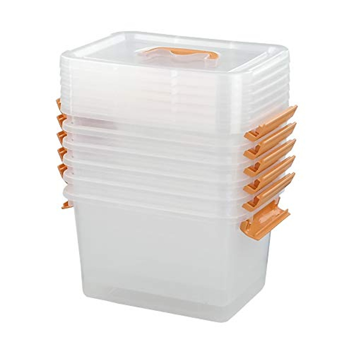 Farmoon 6 Quart Clear Storage Bin, Small Plastic Stackable Box/Container with Lid, 6 Packs, R