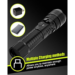 Victoper LED Flashlights, High Powered 10000 Lumens Super Bright Tactical Flashlight, Rechargeable, 5 Modes Zoomable Waterproof Flash Lights for Emergency, Outdoor, Home, Camping, Hiking