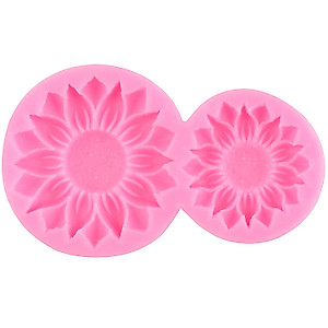 RFGHAC Chrysanthemum Flower Silicone Molds Sunflower Fondant Molds Cherry Blossoms Plum Blossoms Molds For Cake Decorating Cupcake Topper Candy Chocolate Gum Paste Set Of 8