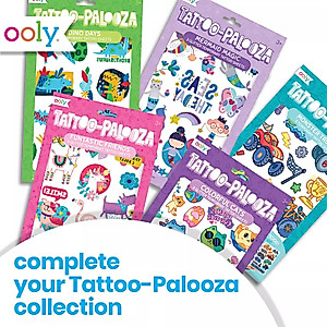 OOLY Glitter Tattoo-Palooza Over 50 Safe Non-Toxic Temporary Tattoos for Kids, Fake Tattoos as Party Favors for kids 4-8, Goodie Bag Stuffers for Birthday Party Supplies [Cute Doodle World]