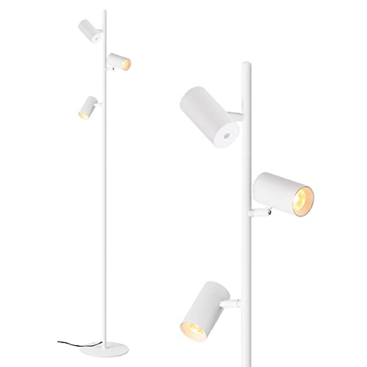 LEONLITE Minimalist LED Tree Floor Lamp for Living Room, Dimmable 3 Lights Modern Reading Standing Lamp for Bedroom, CRI93, Touch Control, Adjustable Heads, 2700K Soft White, White