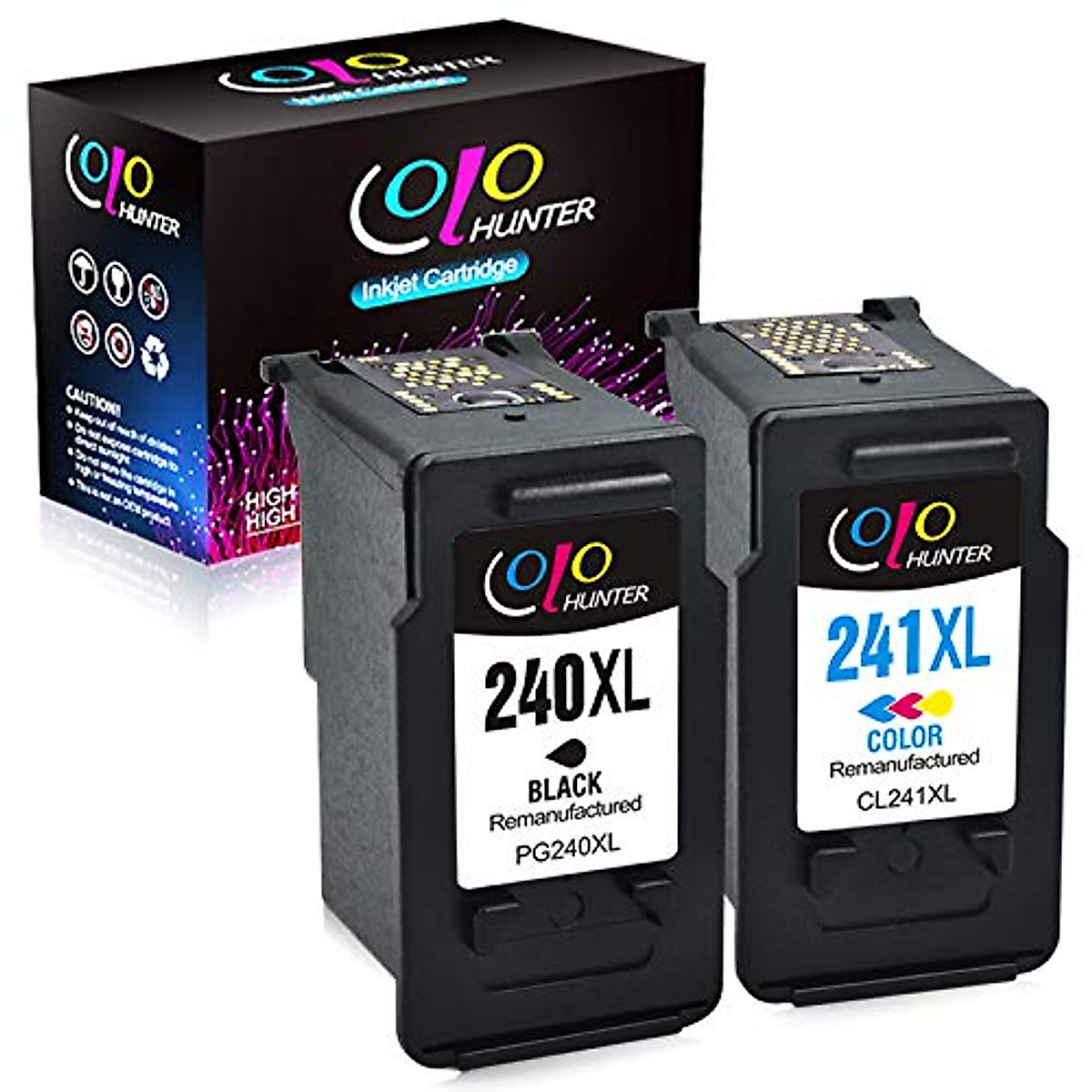 Colohunter Remanufactured Ink Cartridge Replacement for Canon PG-240XL CL-241XL 240 XL 241 XL for Pixma MG3620 TS5120 MG2120 MG3520 MX452 MX512 MX532 MX472 High Capacity Ink (1 Black, 1 Color, 2-Pack)